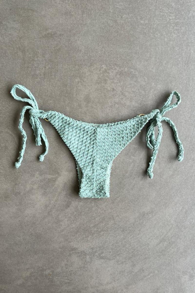 Seafoam Green Sparkling Mermaid Weave Textured Katie Side Tie Bikini B ...